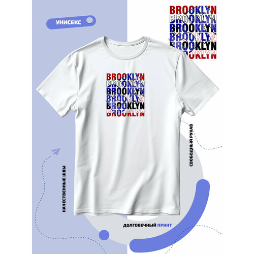 Футболка SMAIL-P надпись в разных цветах Brooklyn-Бруклин, размер 5XL, белый