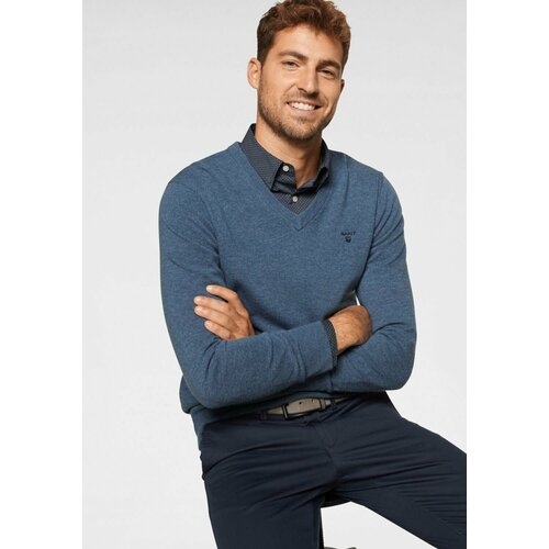 Джемпер GANT EXTRAFINE LAMBSWOOL V-NECK, размер 3XL, синий