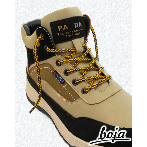 Шнурки для обуви BOJA (ЭФА), круглые, желтые / коричневые, 150 см, для кроссовок; ботинок; кед; бутсов