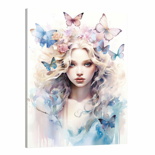 Интерьерная картина 50х70 "Принцесса с бабочками в волосах"