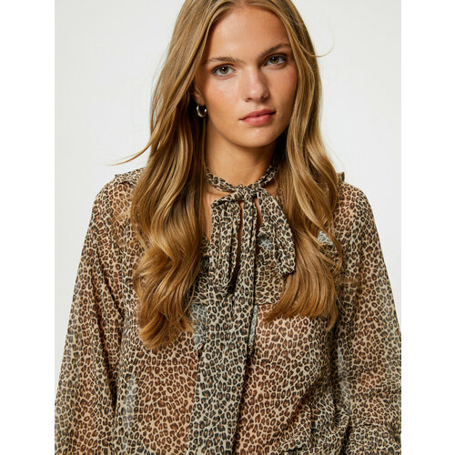Блуза KOTON, размер 38, коричневый
