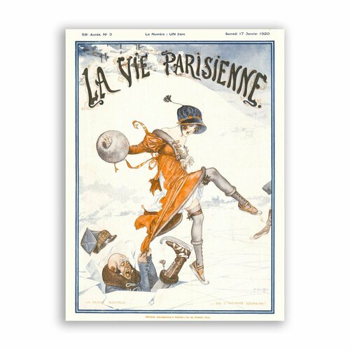 Постер на бумаге в стиле Пин-ап / La Vie Parisienne - La Glace Rompue / Размер 60 x 80 см