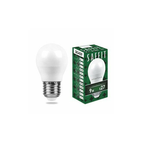 Светодиодная LED лампа Saffit шар G45 E27 9W(810Lm) 2700K 2K матовая 81x45 SBG4509 55082 (упаковка 12 штук)
