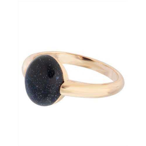Кольцо помолвочное Lotus Jewelry, авантюрин, размер 17, черный