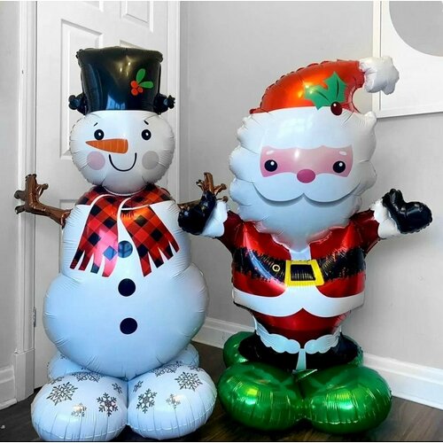 Две фольгированные ходячие фигуры «Снеговик и Санта»