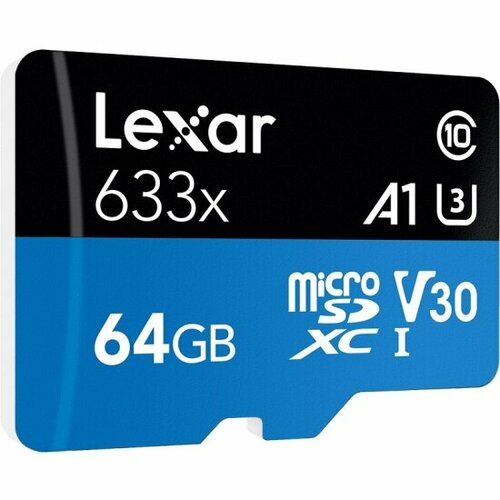 Карта памяти LEXAR micro SDXC 64Gb High-Performance 633x UHS-I U3 V30 A1 + ADP (100/45 MB/s)