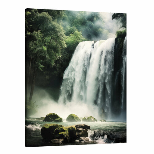 Интерьерная картина 50х70 "Водопад в зеленом амфитеатре"