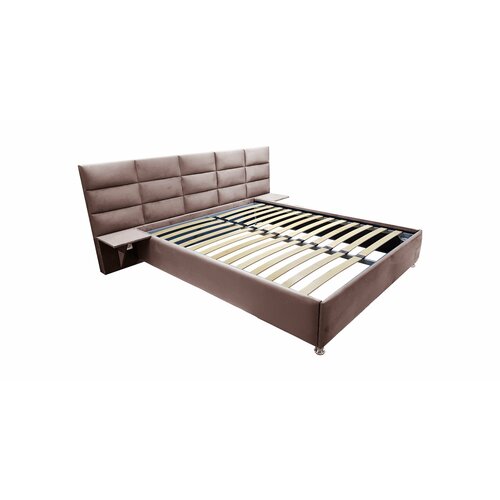 Односпальная кровать Пекин 120x200 основание металлическое с ламелями велюр коричневый без ножек