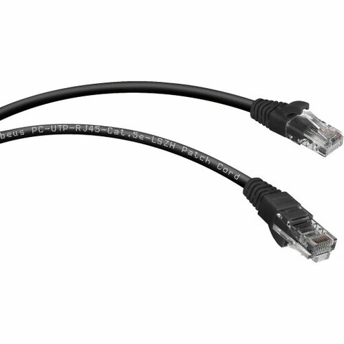 Патч-корд U/UTP Cabeus PC-UTP-RJ45-Cat.5e-0.5m-BK-LSZH категория 5е, 2xRJ45/8p8c, неэкранированный, черный, LSZH, 0.5м