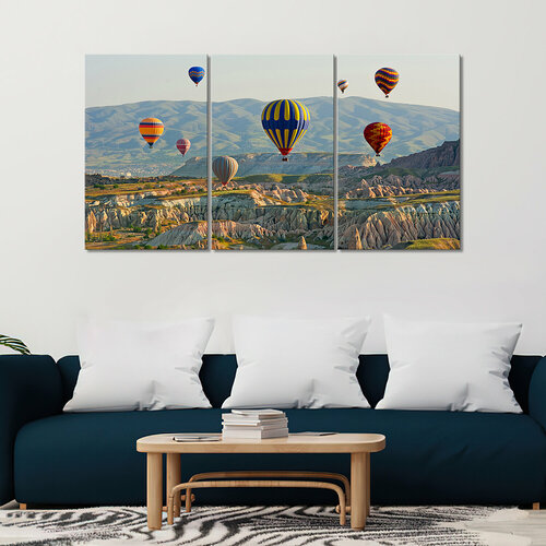 Модульная картина/Модульная картина на холсте/Модульная картина в спальню/Модульная картина в подарок - Каппадокия Турция воздушные шары 90х50