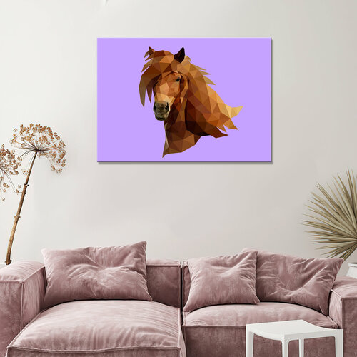 Интерьерная картина на холсте - Лошадь на сиреневом фоне геометрический арт 20х30