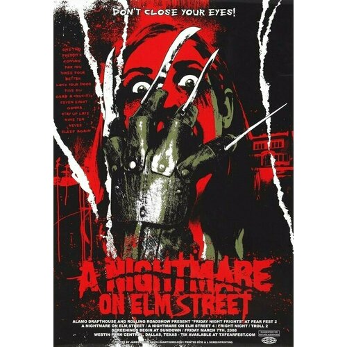 Плакат, постер на бумаге Кошмар на улице Вязов (A Nightmare on Elm Street), Уэс Крэйвен. Размер 60 х 84 см