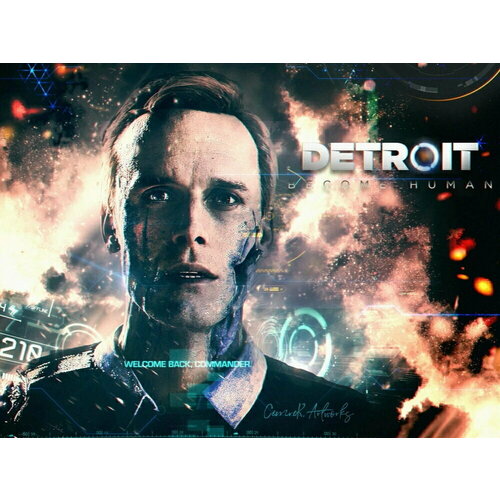 Плакат, постер на бумаге Detroit: Become Human/Детройт/игровые/игра/компьютерные герои персонажи. Размер 42 х 60 см