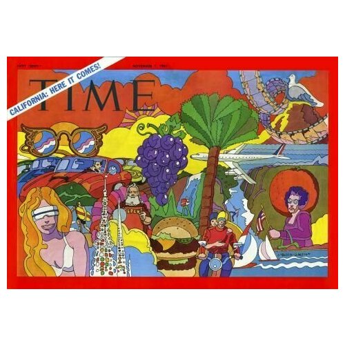 Плакат, постер на холсте Milton Glaser -Time-Милтон Глайзер-Тайм. Размер 21 х 30 см