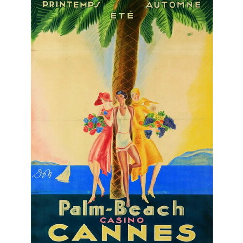 Плакат, постер на бумаге Cannes Casino/Казино Канны/винтажный/ретро. Размер 30 на 42 см
