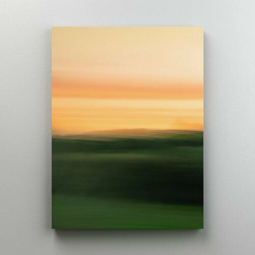 Интерьерная картина на холсте "Масляная живопись - закат в поле" размер 22x30 см
