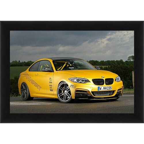 Плакат, постер на холсте Желтая BMW. Размер 21 х 30 см