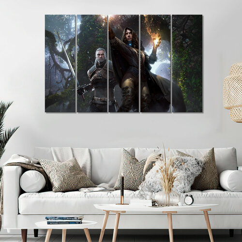 Модульная картина/Модульная картина на холсте/Модульная картина в подарок/Geralt and Yennifer The Witcher - Геральт и Йеннифер Ведьмак 150х100