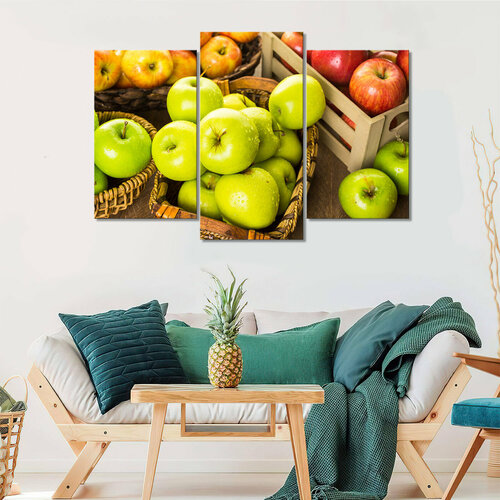 Модульная картина на холсте/ Яблоки в корзинах/Apples in baskets 120х80