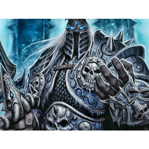 Плакат, постер на бумаге World of Warcraft: Король Лич/игровые/игра/компьютерные герои персонажи. Размер 42 х 60 см