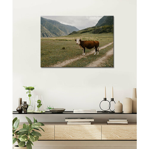 Картина -Корова, коровы на пастбище, пастбище, горы (18) 20х30