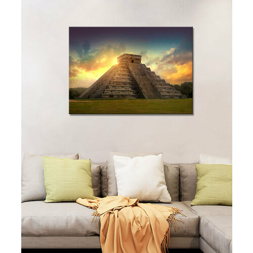 Картина/Картина на холсте для интерьера/Картина на стену/Картина для кухни/ - Мексика, Канкун, пирамиды 3 40х60