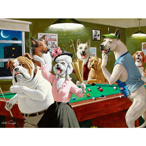 Плакат, постер на холсте Coolidge Cassius/Рафаэль Санти-Собаки Играют/искусство/арт/абстракция/творчество. Размер 30 на 42 см