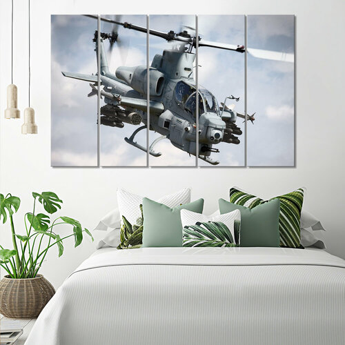 Модульная картина/Модульная картина на холсте/Модульная картина в подарок/боевой вертолет - combat helicopter 150х100