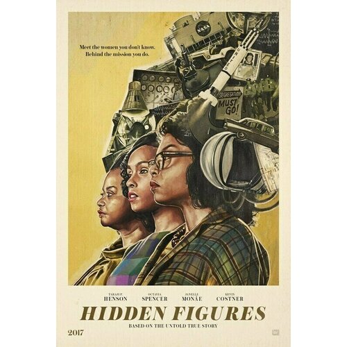Плакат, постер на бумаге Скрытые фигуры (Hidden Figures), Тед Мелфи. Размер 60 х 84 см