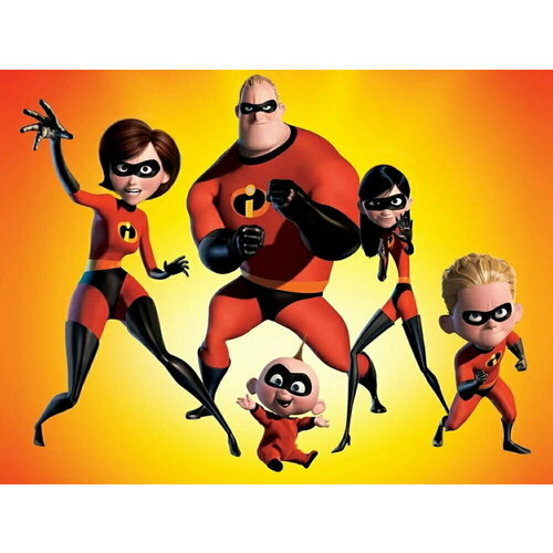 Плакат, постер на холсте The Incredibles/Суперсемейка/комиксы/мультфильмы. Размер 21 х 30 см
