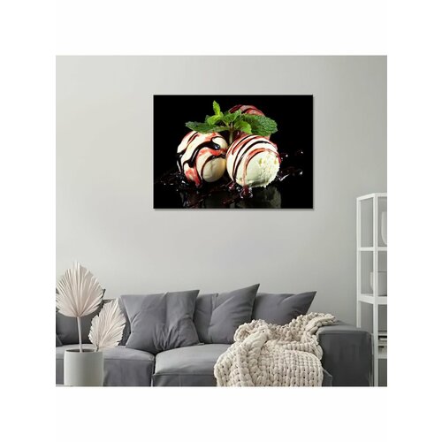 Картина на холсте с подрамником Мороженое политое сиропом 60х80