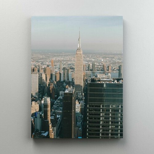 Интерьерная картина на холсте "Эмпайр-стейт-билдинг - небоскрёб в Нью-Йорке на острове Манхэттен" размер 30x40 см