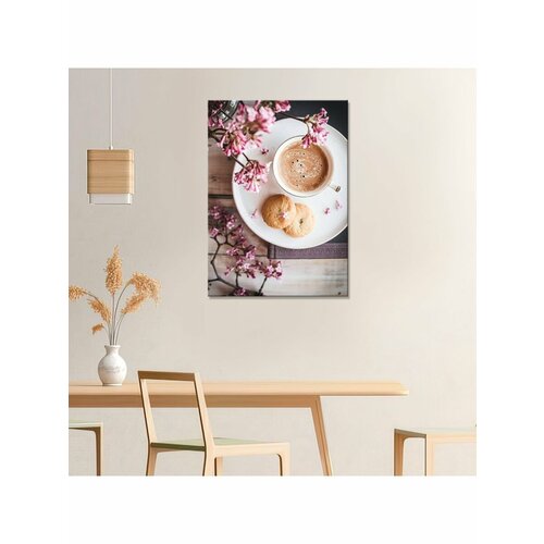 Картина на холсте с подрамником Кофе цветы и десерт 60х80