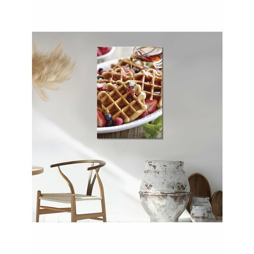 Картина на холсте с подрамником Вафли с мёдом и ягодами 60х80