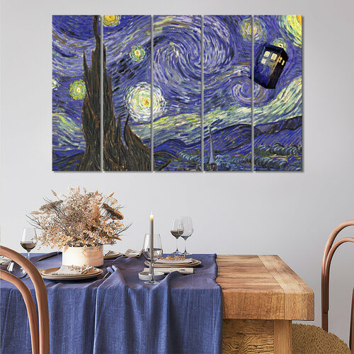 Модульная картина на холсте/Звёздная ночь/Starry Night 150х100
