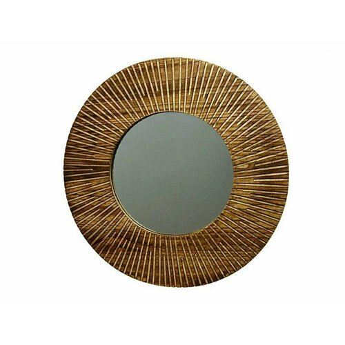 Декоративное зеркало деревянное солнце, темно-коричневая рама, 70 см, Kaemingk 550709-1
