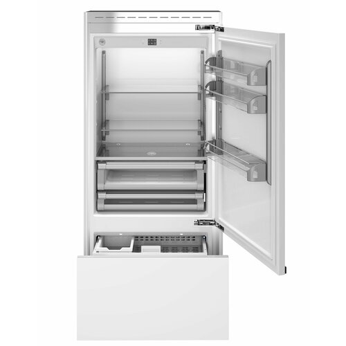 Встраиваемый холодильник/морозильник шириной 90см, под навеску мебельных панелей, Total No Frost, петли справа