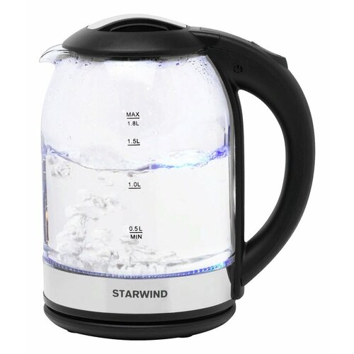 Чайник электрический STARWIND SKG2051, 1800Вт, черный и серебристый