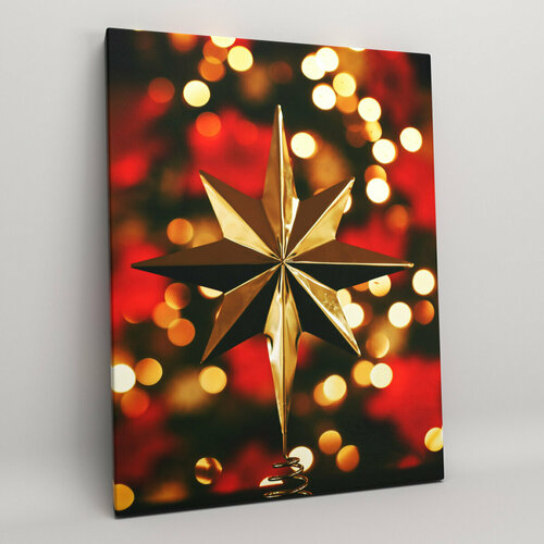 Картина на холсте (интерьерный постер) "Новогодняя звезда", с деревянным подрамником, размер 30x40 см