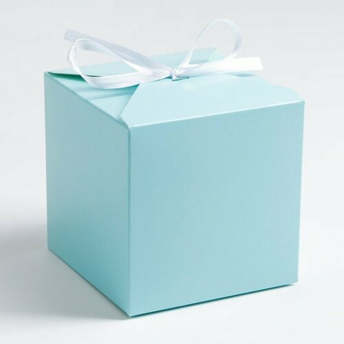 Коробка складная голубая, 10 х 10 х 10 см, (комплект из 40 шт)