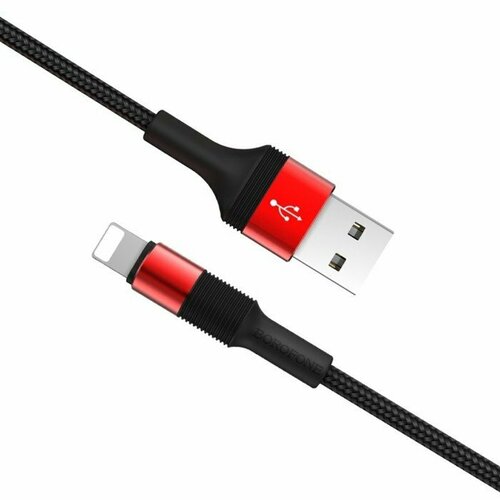 Кабель Borofone BX21, Lightning - USB, 2.4 А, 1 м, тканевая оплётка, красный (комплект из 8 шт)