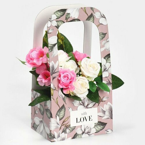 Коробка-переноска для цветов «С любовью», 17 × 12 × 32 см (комплект из 10 шт)
