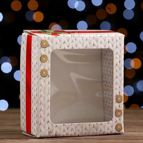 Коробка UPAK LAND "Теплый Новый год", подарочная, крышка-дно, 14,5х14,5х6 см