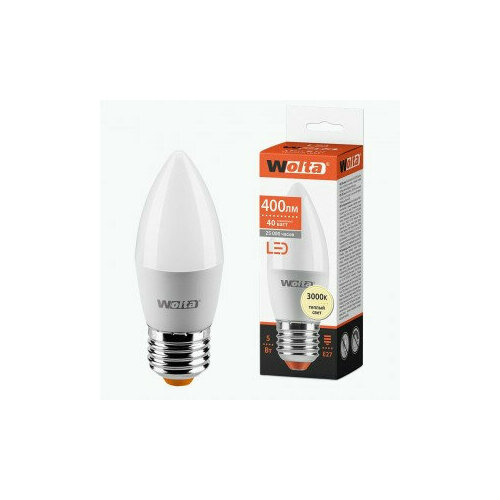 Светодиодная LED лампа Wolta лампа свеча С37 E27 5W (400lm) 3000К 3K 102x38 25YC5E27 (упаковка 18 штук)