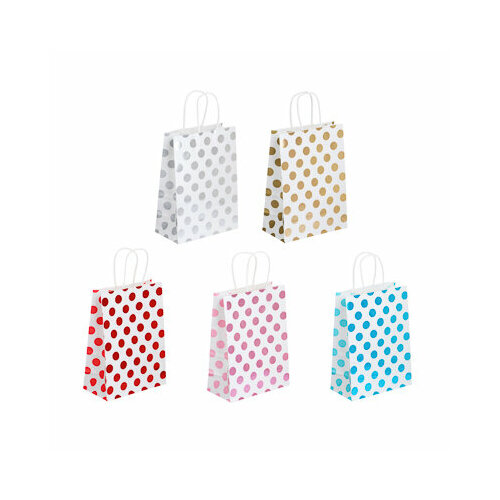 Ladecor пакет подарочный, бумажный, с фольгированным слоем, 18,5x25,5x9,5 см, 5 цветов, круги