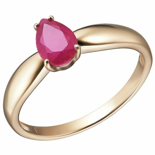 Перстень UVI Ювелирочка Серебряное кольцо с Рубином, серебро, 925 проба, золочение, рубин, золотой, красный