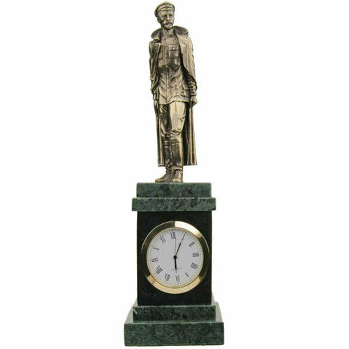 Подарки Настольные часы "Дзержинский" из бронзы и змеевика (26 х 8 х 8 см)