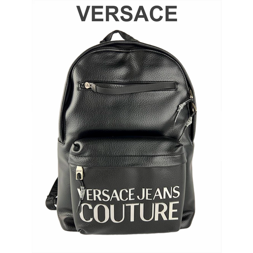 Рюкзак Versace Jeans, фактура зернистая, черный