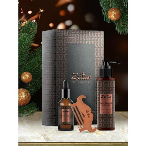 Подарочный набор ZEITUN для мужчин Брутальный уход: масло для бороды гель для умывания гребень 4660048356000