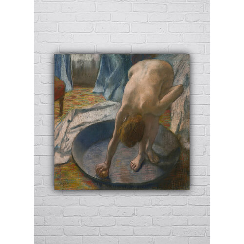 Картина репродукция "Мытьё", Эдгар Дега, (холст, подрамник, 40х40 см)